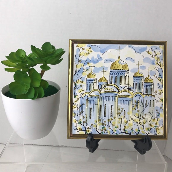 Accents | Vintage Hand Painted Russian Cathedral Ceramic Art Tile ...
